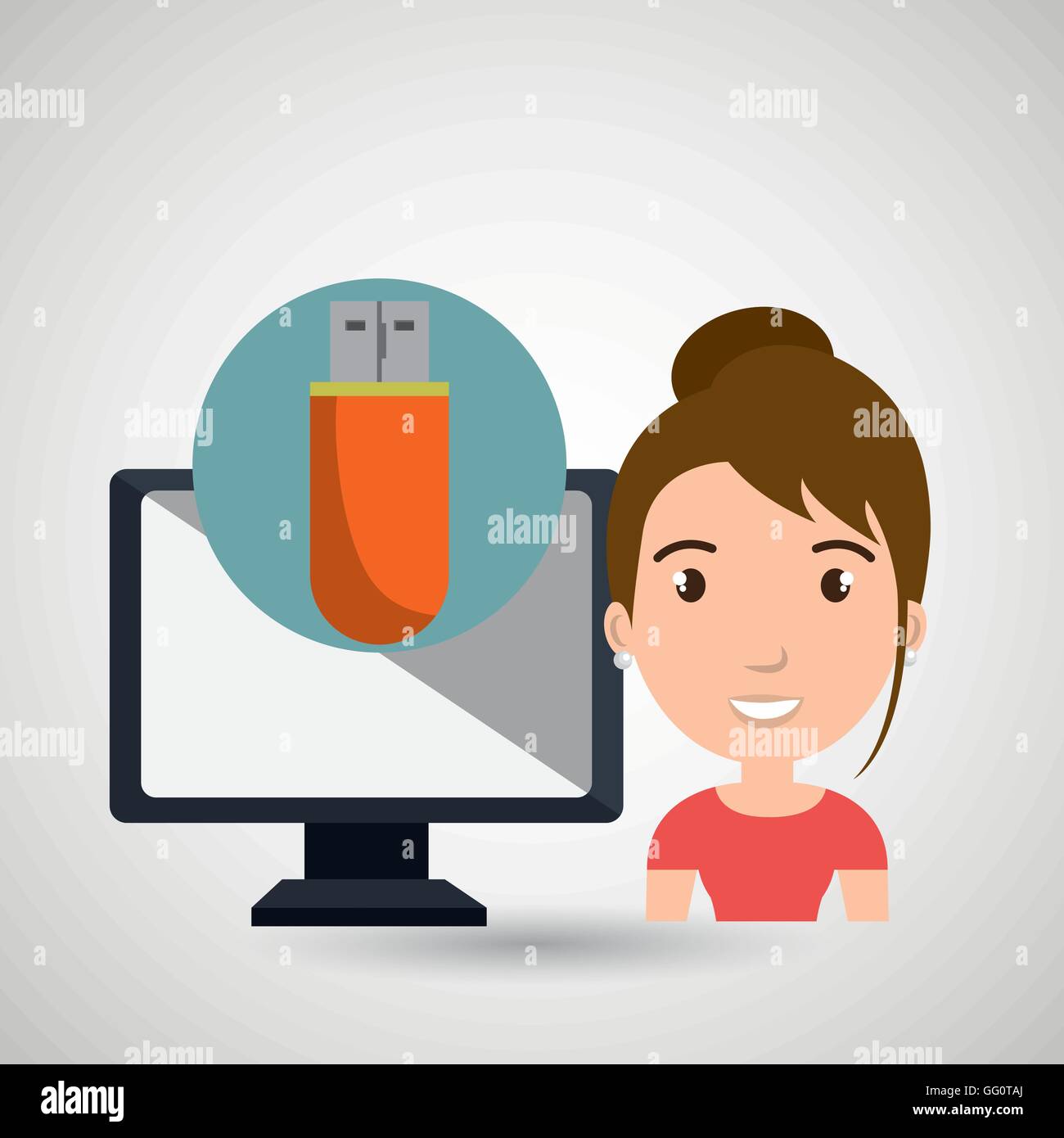 woman computer wifi usb Stock Vector Image & Art - Alamy