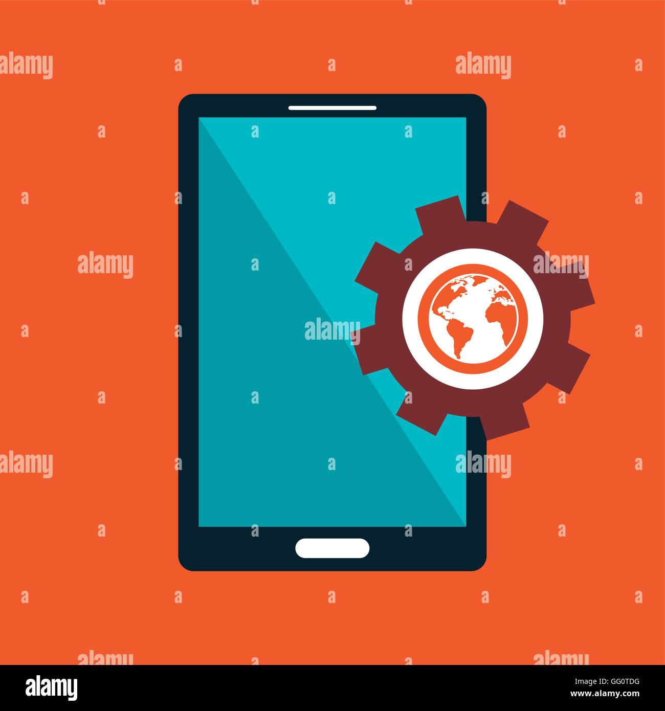 smartphone gears system symbol Stock Vector Image & Art - Alamy