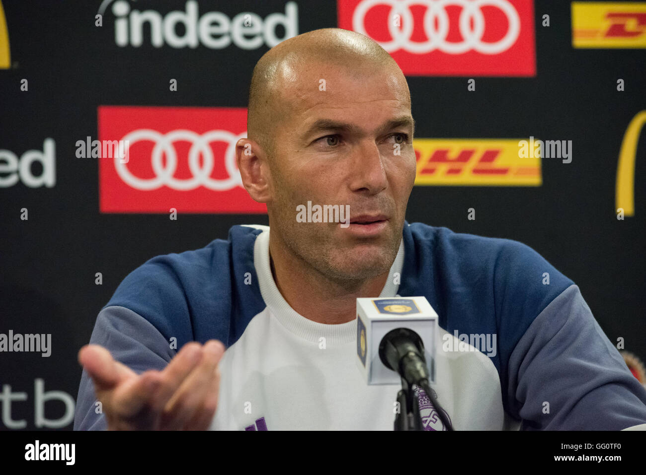 Harrison, United States. 02nd Aug, 2016. Zinedine Zidane speaks with ...