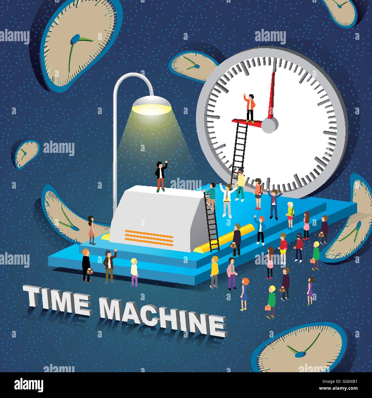 flat 3d isometric design - time machine concept Stock Vector Image ...