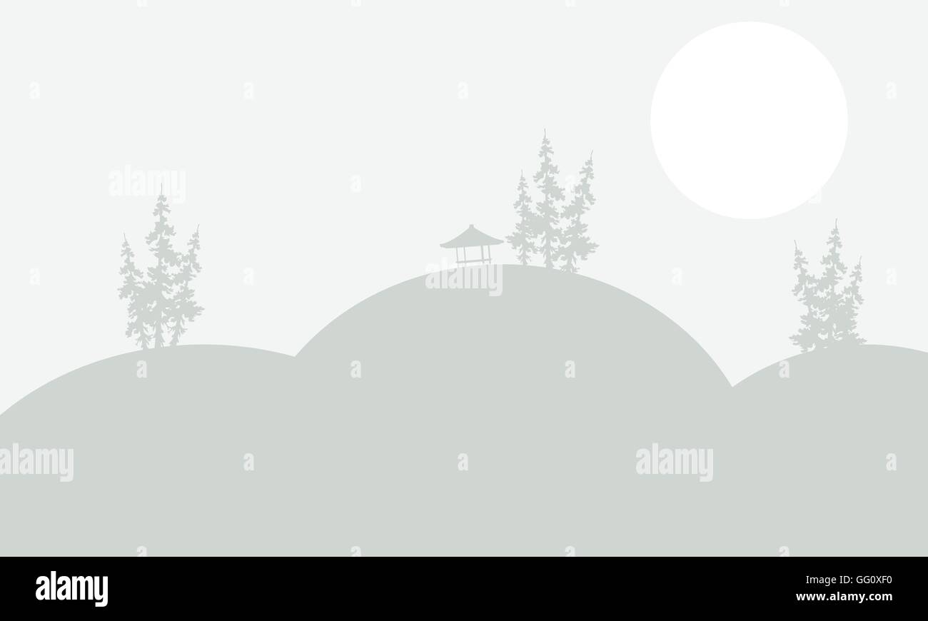 Beautiful view silhouettes trees Stock Vector Images - Alamy