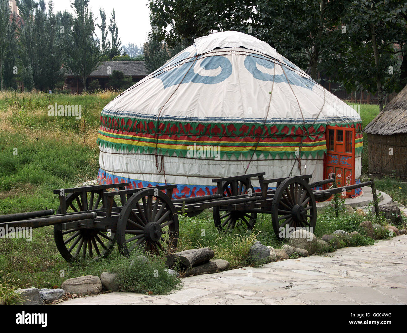 Mongolian style “yurt” home in the Chinese Ethnic Culture Park. Beijing ...