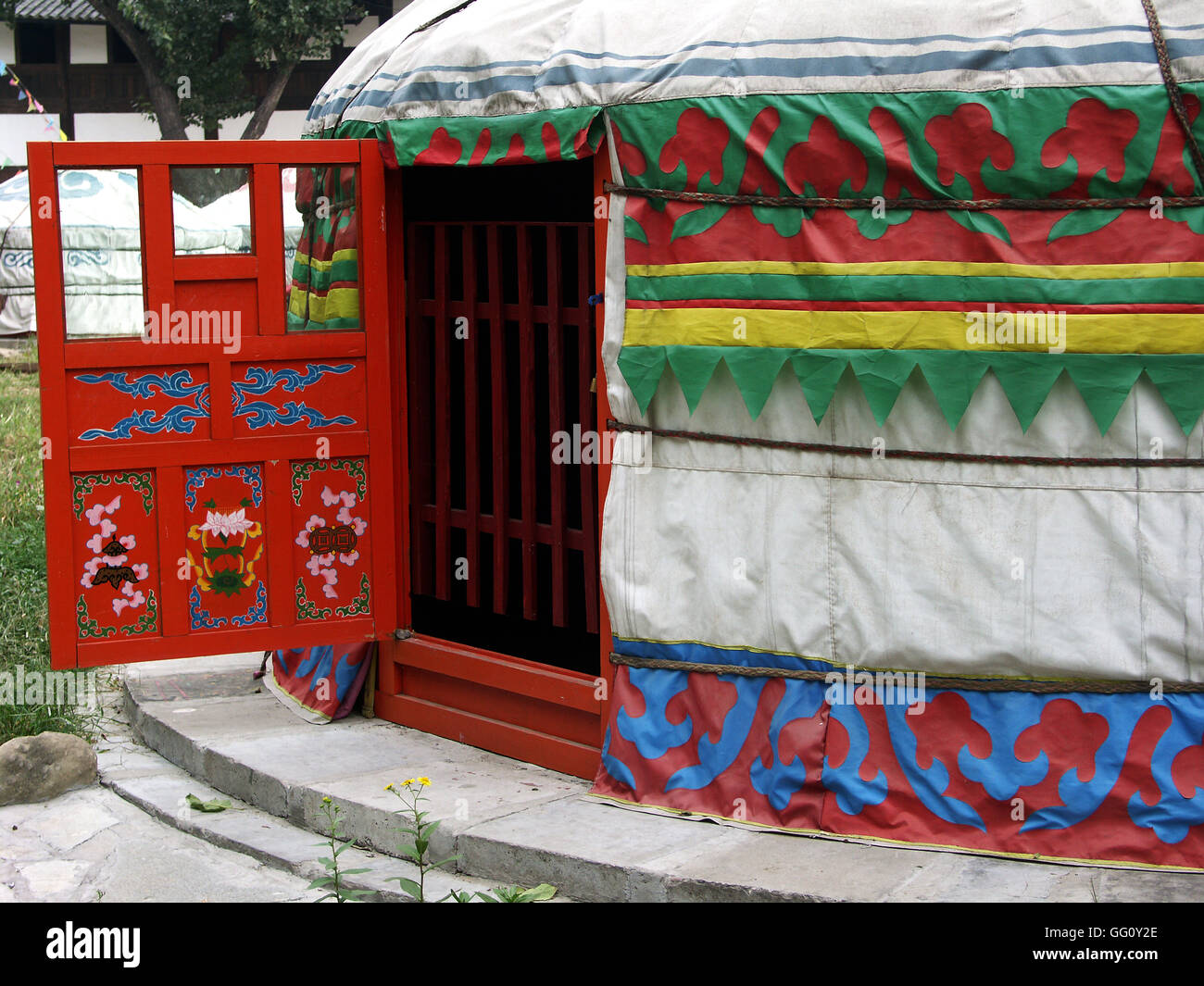 Mongolian style “yurt” home in the Chinese Ethnic Culture Park. Beijing ...