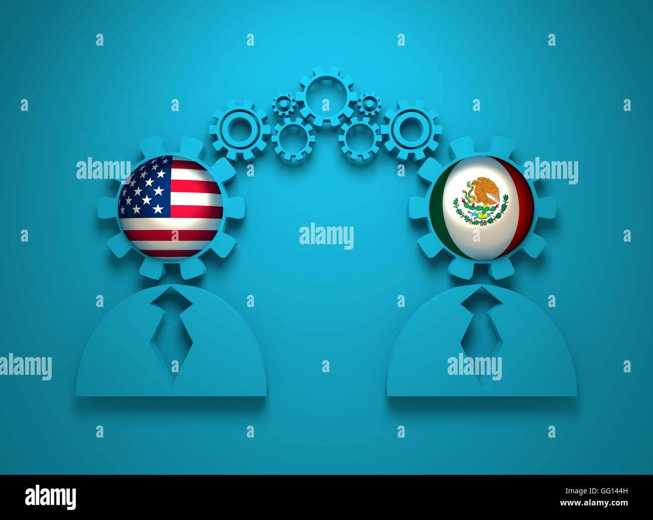Politic and economic relationship between USA and Mexico Stock Photo ...