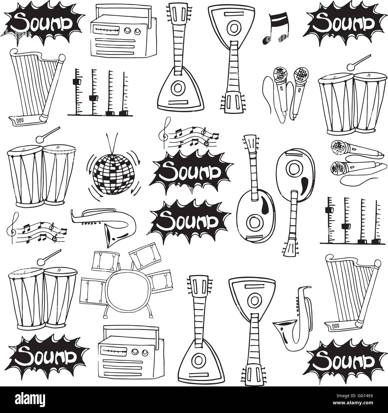 Doodle of music pack vector Stock Vector Image & Art - Alamy