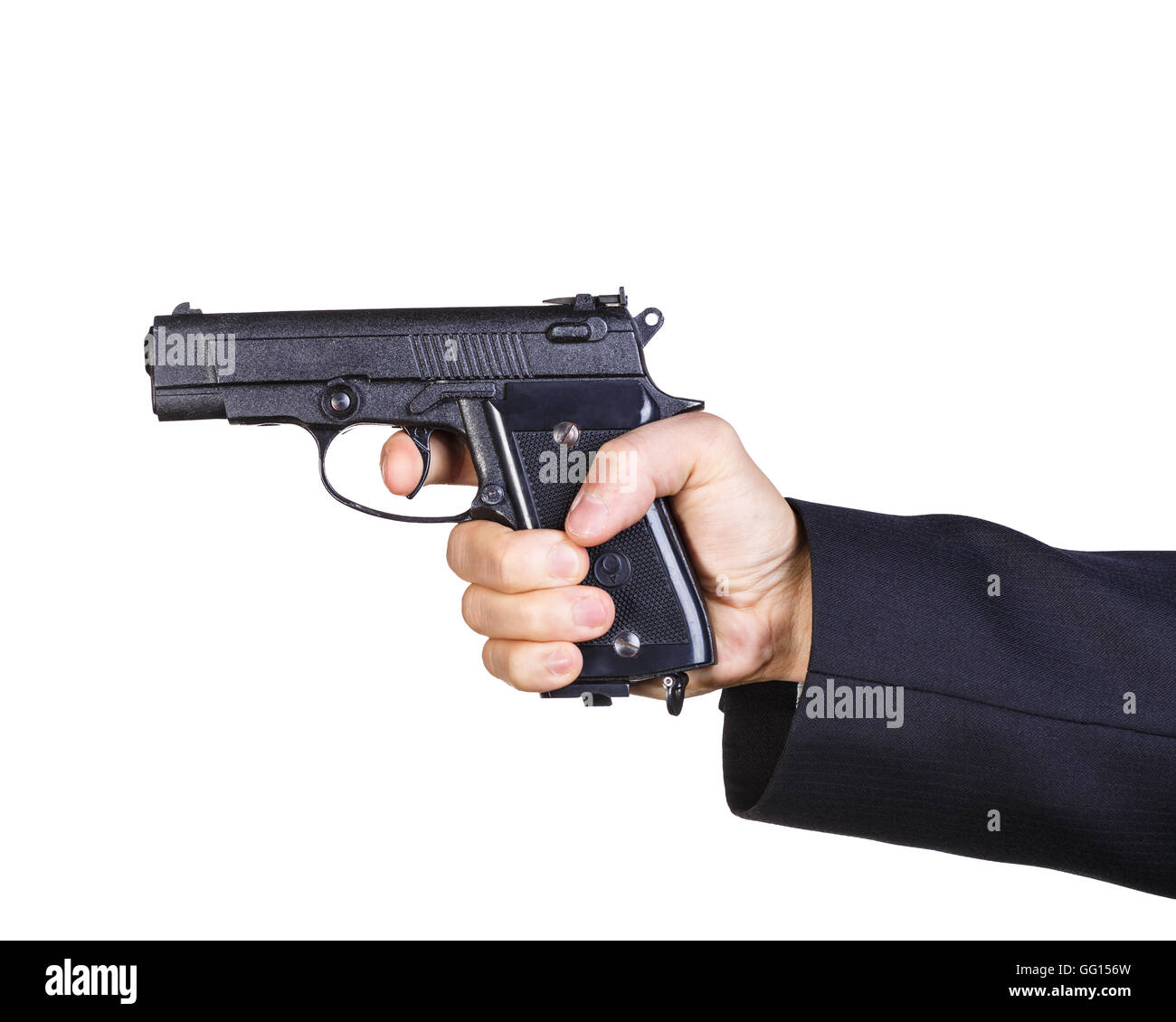 Man holding pistol gun Cut Out Stock Images & Pictures - Alamy