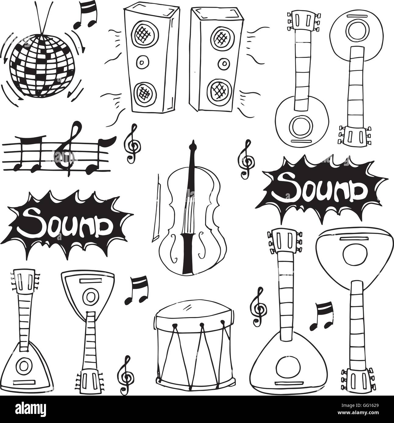 Doodle music collection vector art Stock Vector Image & Art - Alamy