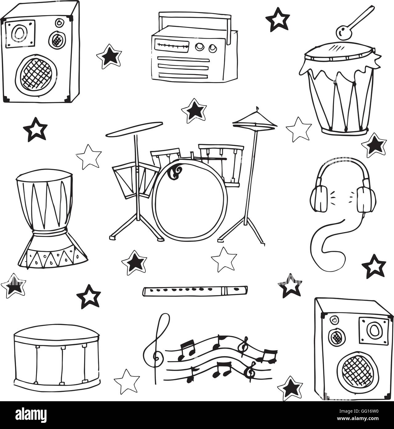 Musical hand instrument Black and White Stock Photos & Images - Alamy