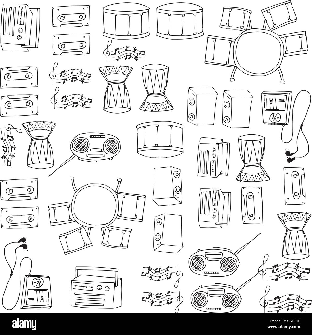 Doodle of music tools pack hand draw Stock Vector Image & Art - Alamy
