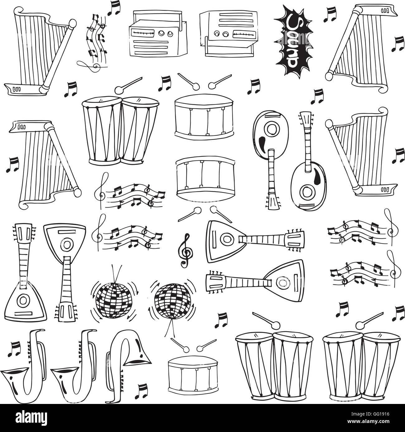 Doodle of musical tools collection vector Stock Vector Image & Art - Alamy