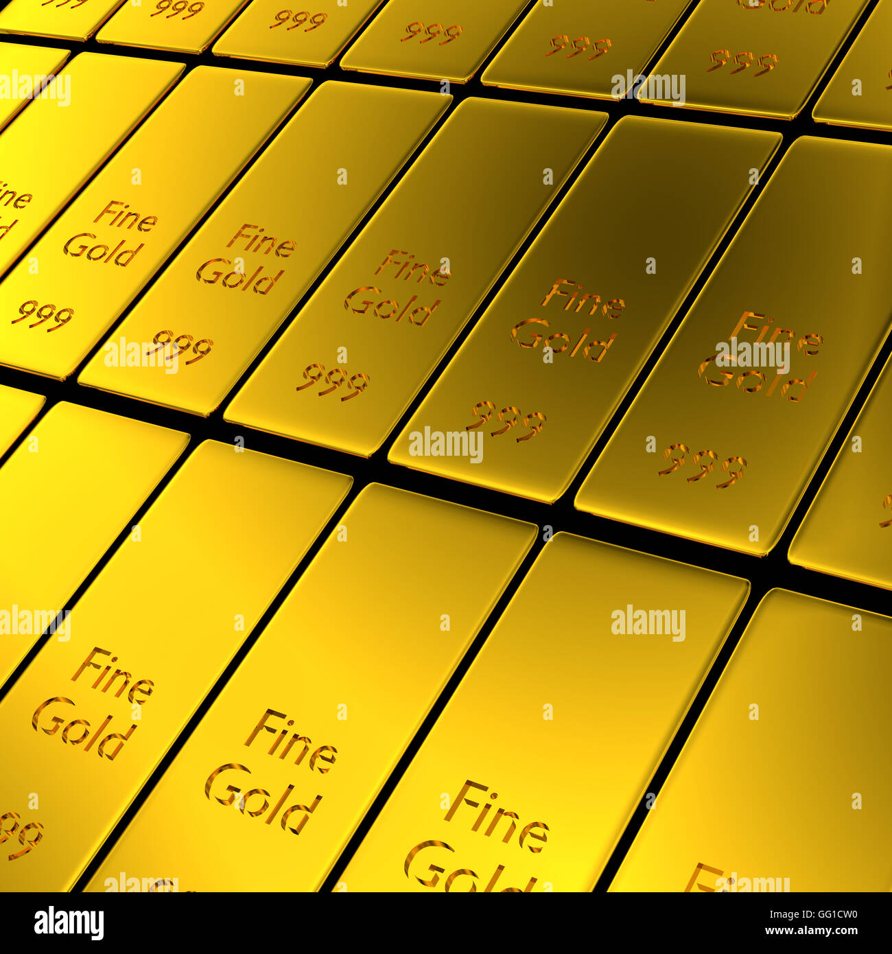 Gold bars in a row, financial concept background, 3d rendering Stock ...