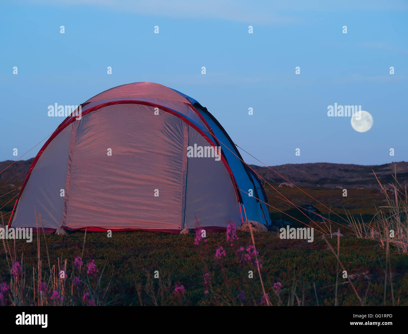 Tent and moon Stock Photo - Alamy