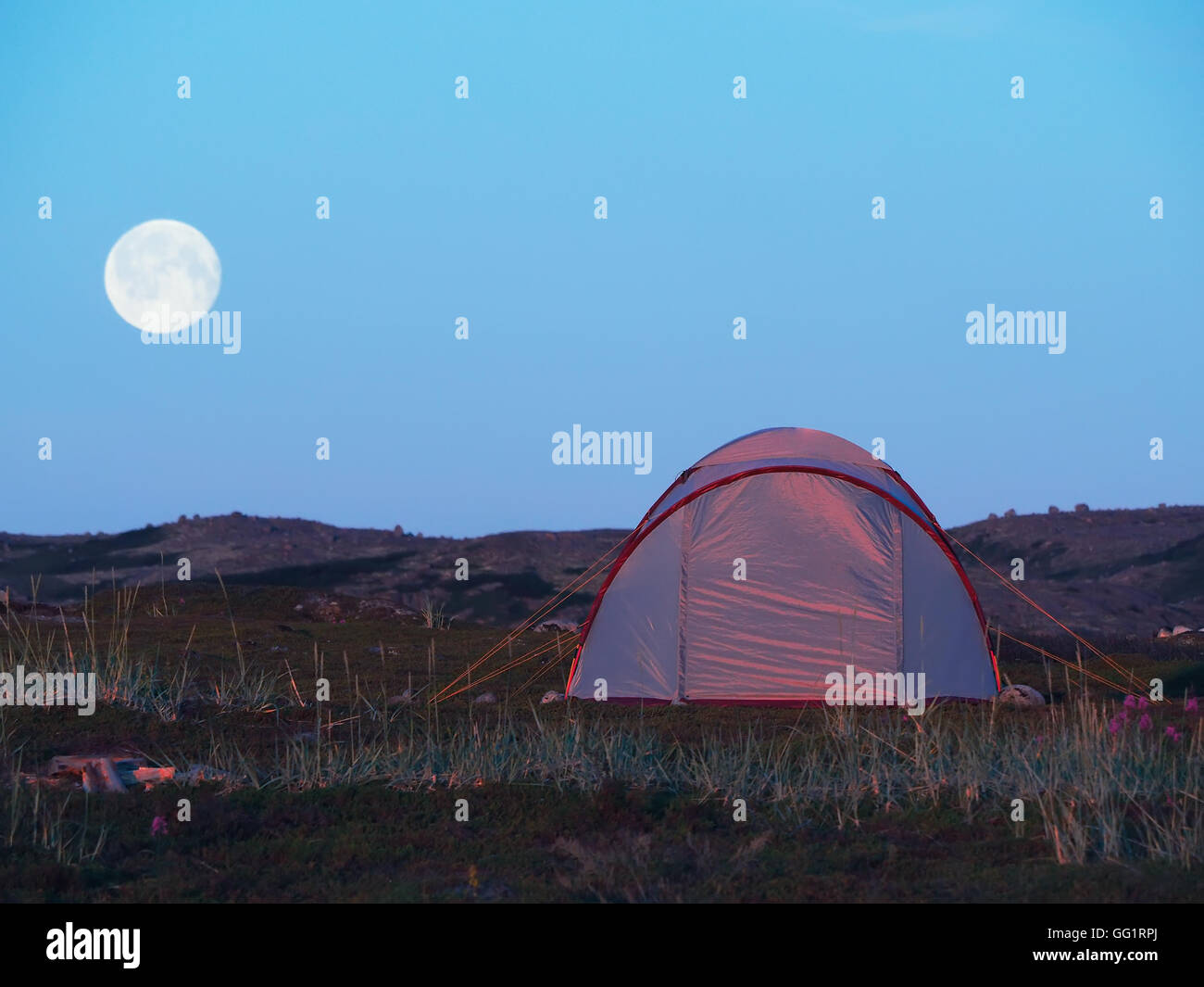 Tent and moon Stock Photo - Alamy