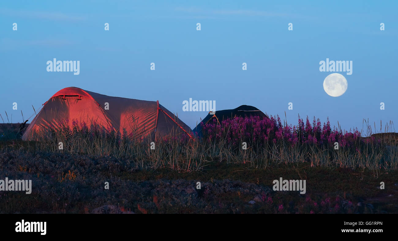 Tent and moon Stock Photo - Alamy