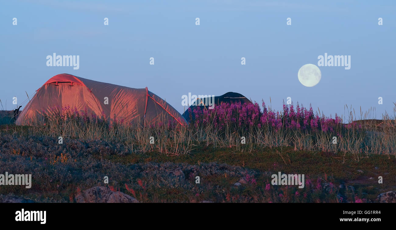 Tent and moon Stock Photo - Alamy