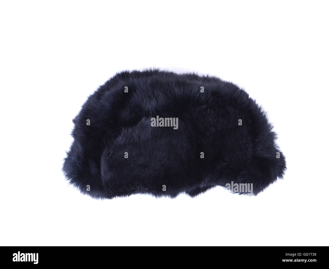 fur hat ear flaps on the white background Stock Photo - Alamy