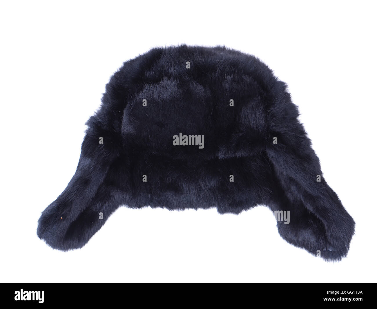 fur hat ear flaps on the white background Stock Photo - Alamy