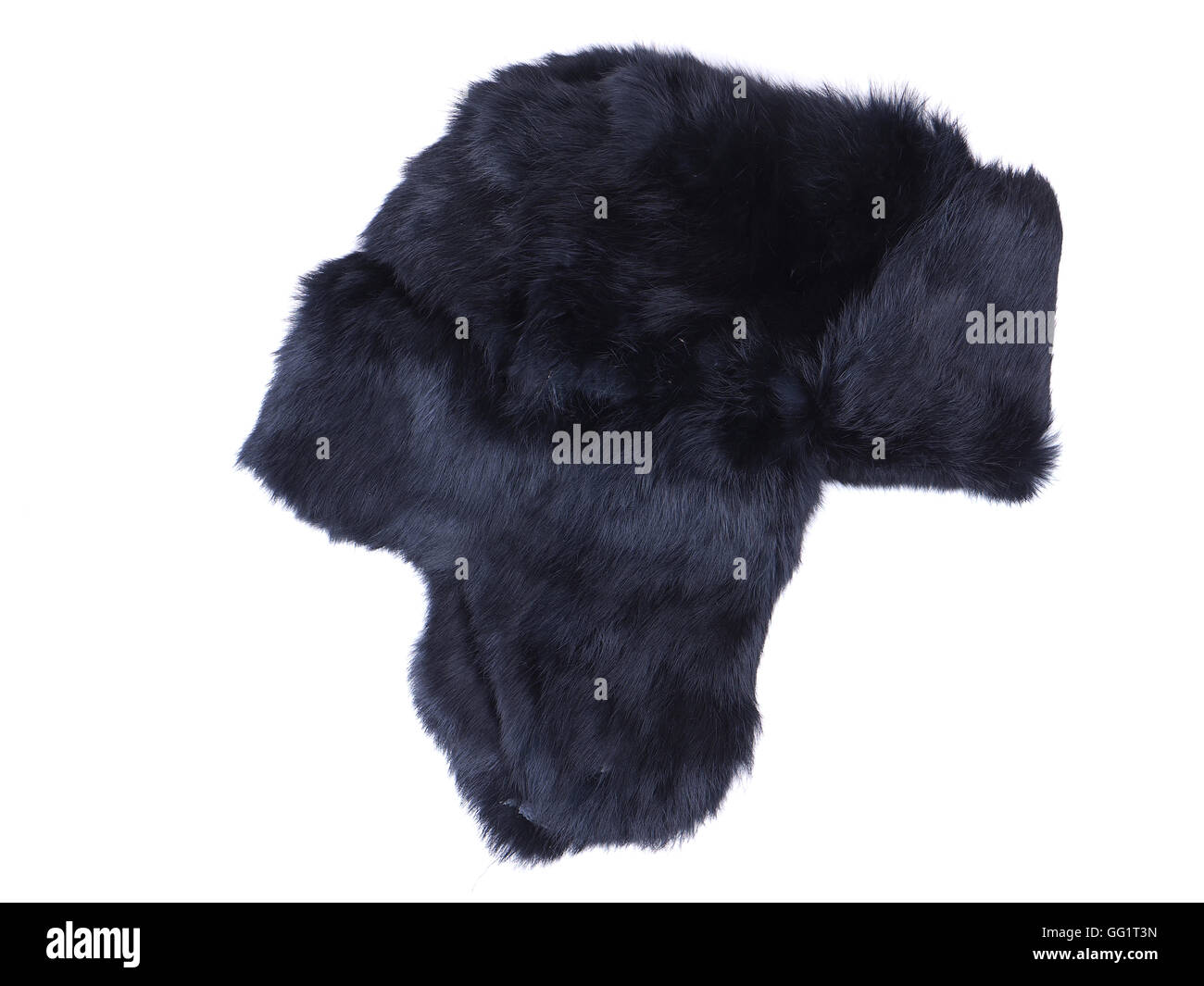 fur hat ear flaps on the white background Stock Photo - Alamy