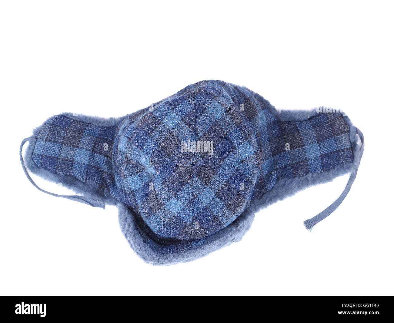 fur hat ear flaps on the white background Stock Photo - Alamy