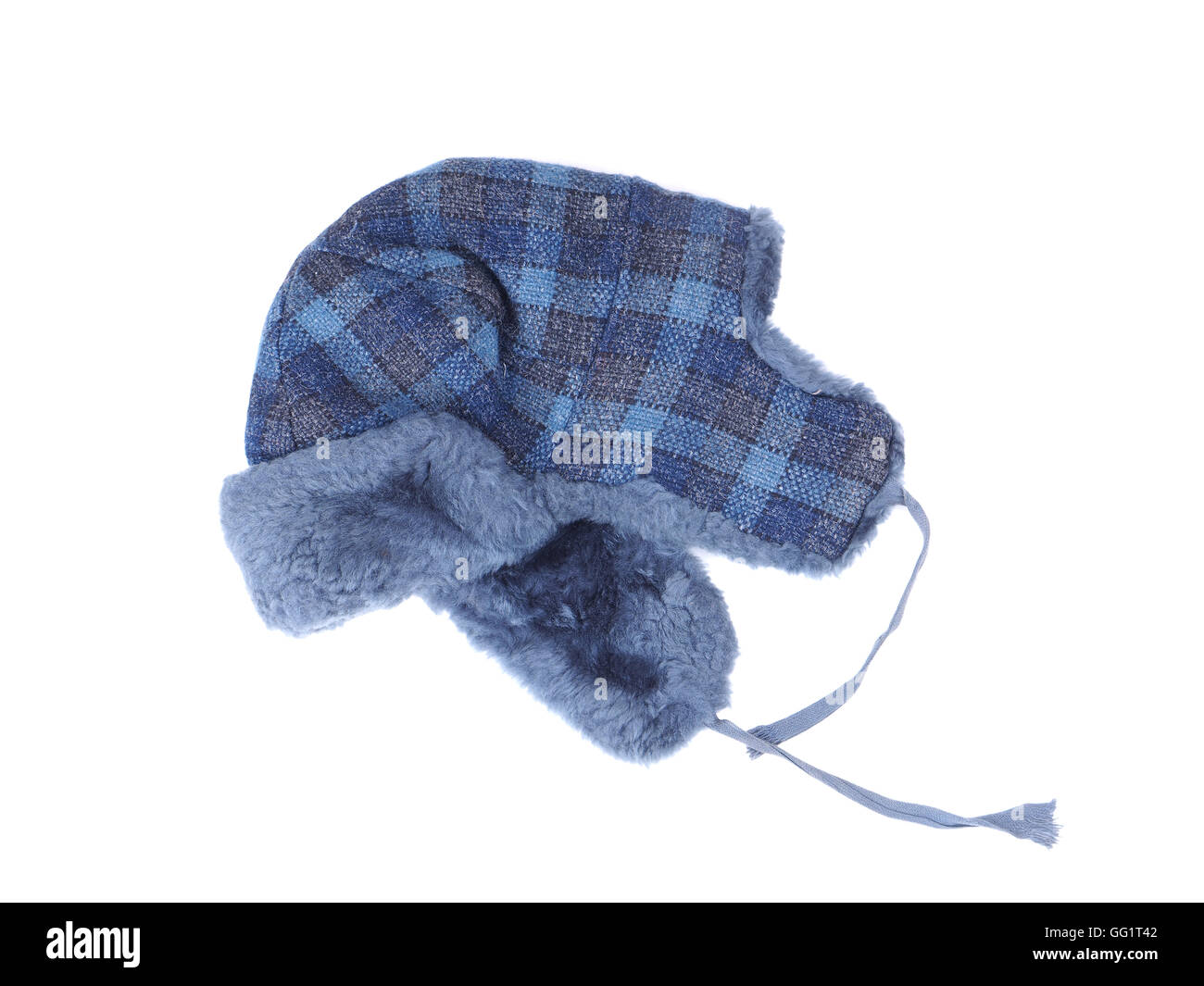 fur hat ear flaps on the white background Stock Photo - Alamy