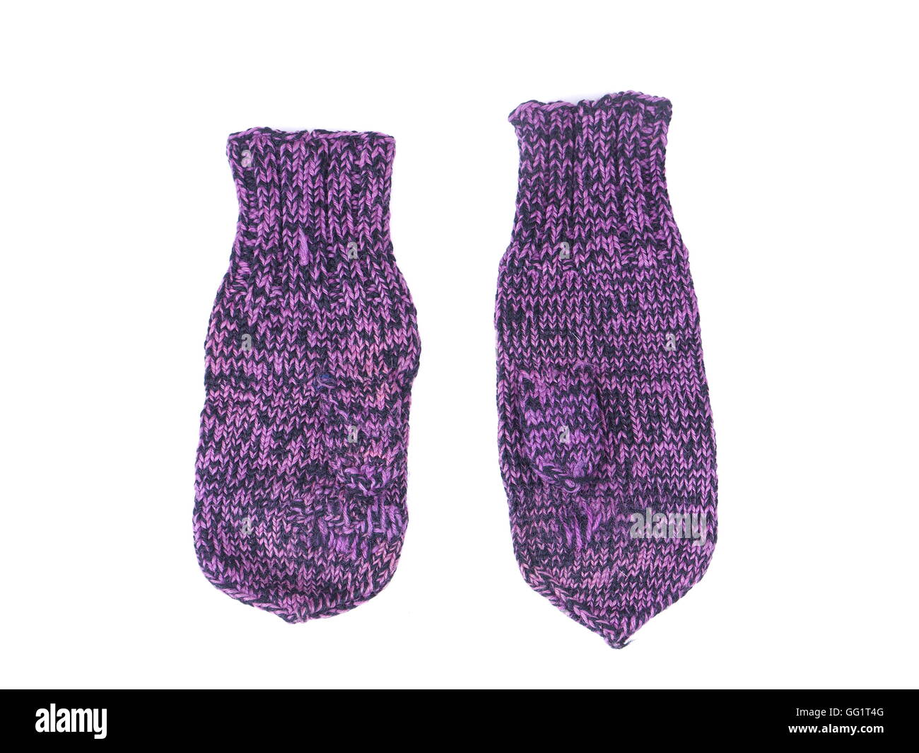 knitted mittens on a white background Stock Photo - Alamy