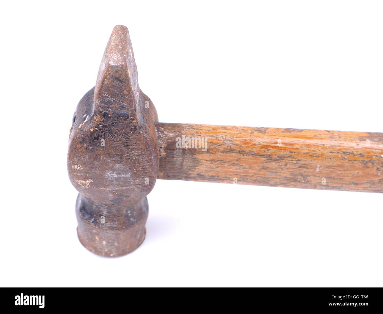 old rusty hammer on a white background Stock Photo - Alamy