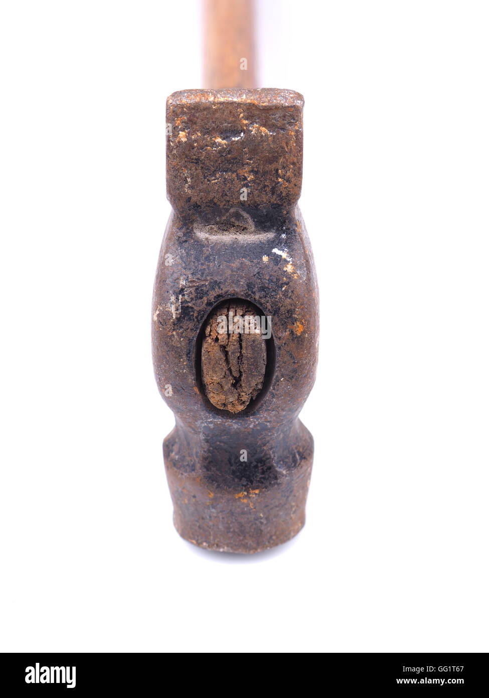 old rusty hammer on a white background Stock Photo - Alamy