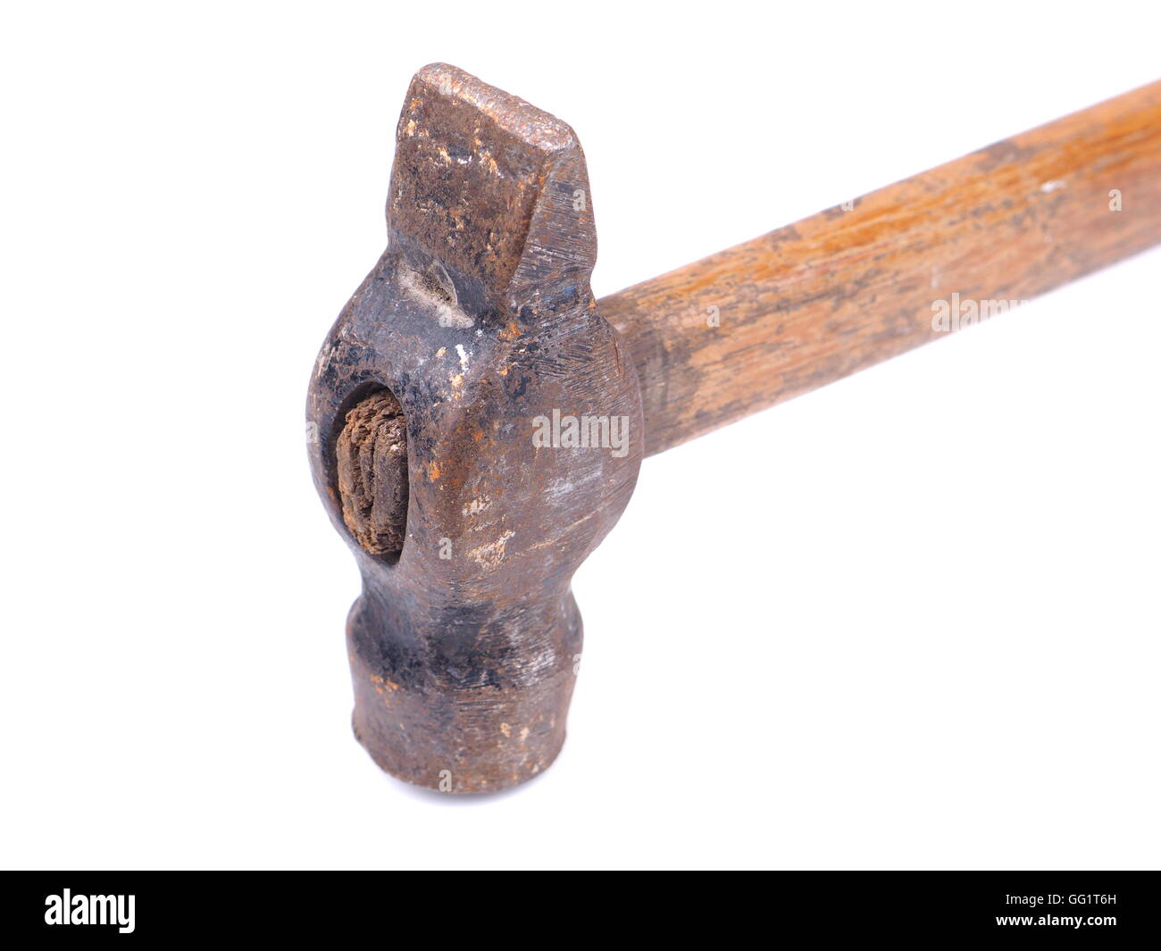 old rusty hammer on a white background Stock Photo - Alamy