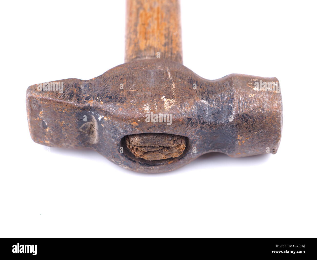 old rusty hammer on a white background Stock Photo - Alamy