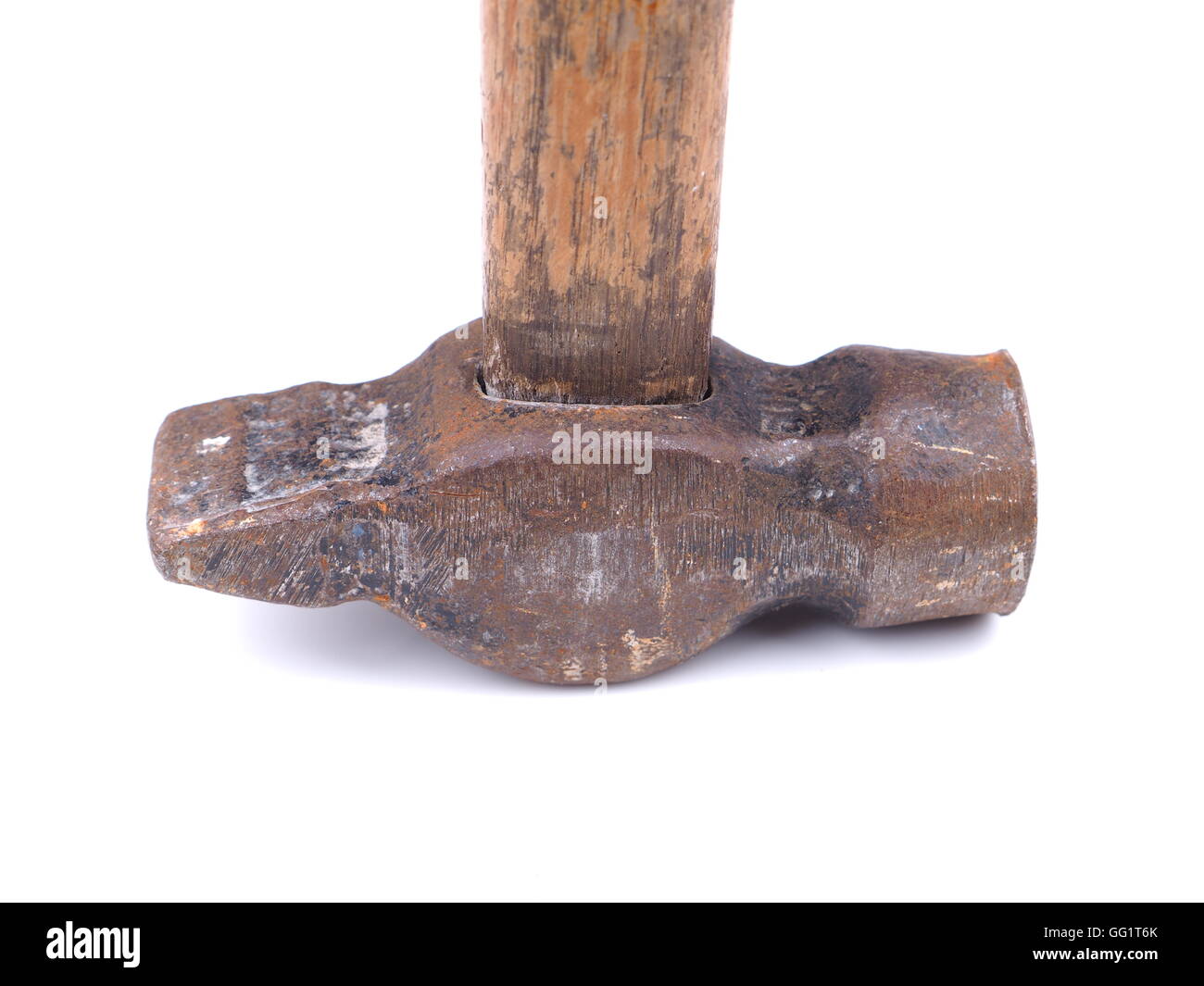 old rusty hammer on a white background Stock Photo - Alamy