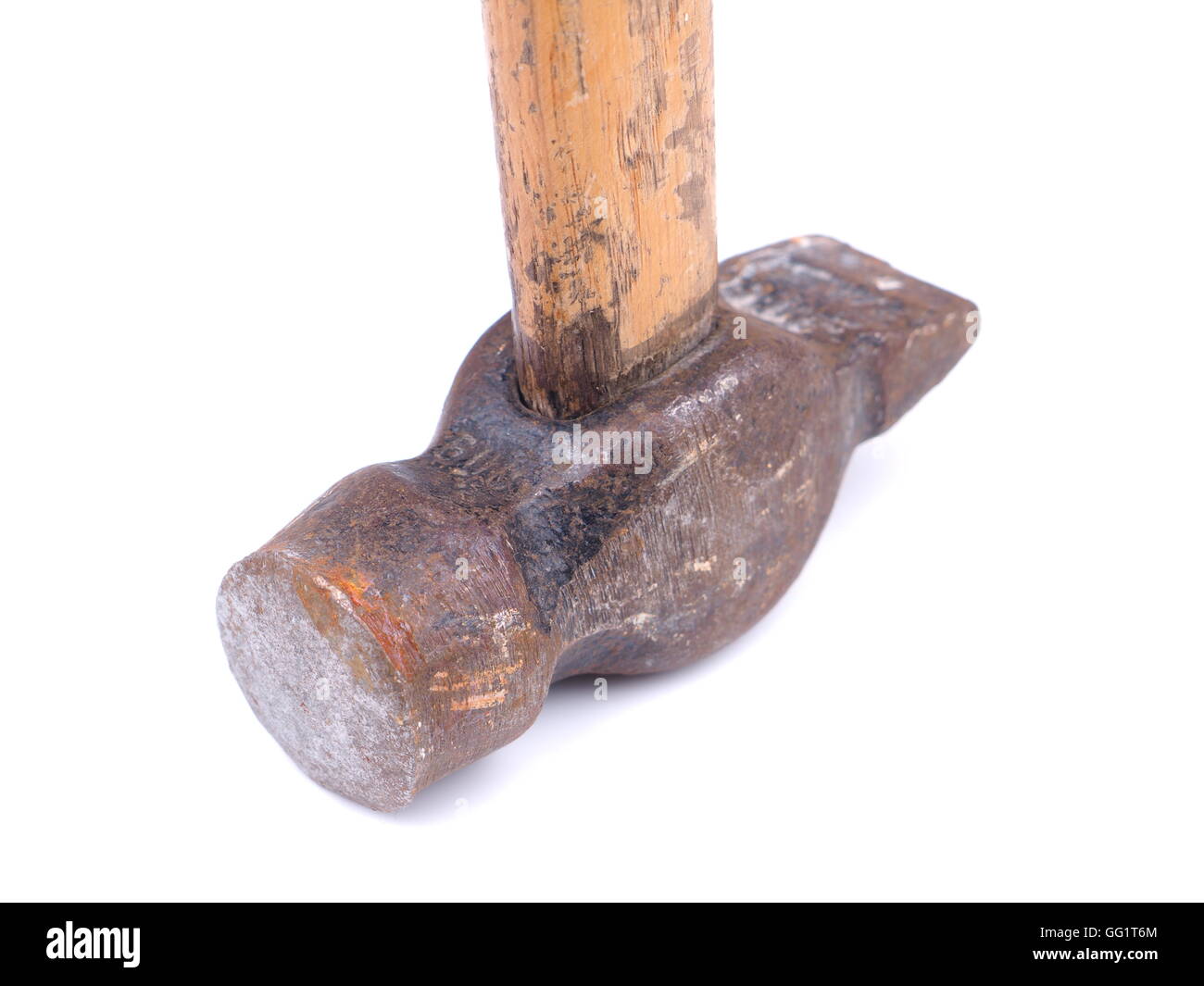old rusty hammer on a white background Stock Photo - Alamy