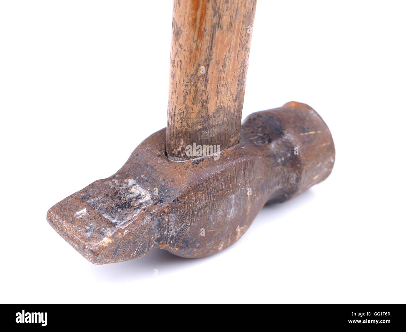 old rusty hammer on a white background Stock Photo - Alamy