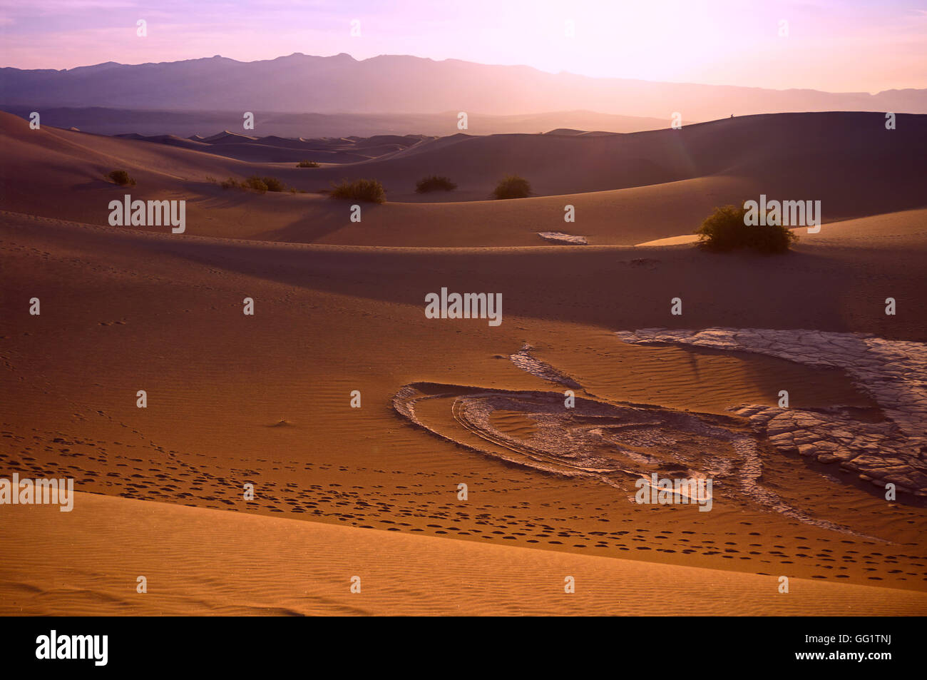 Sundown over desert landscape Sand dunes Stock Photo - Alamy