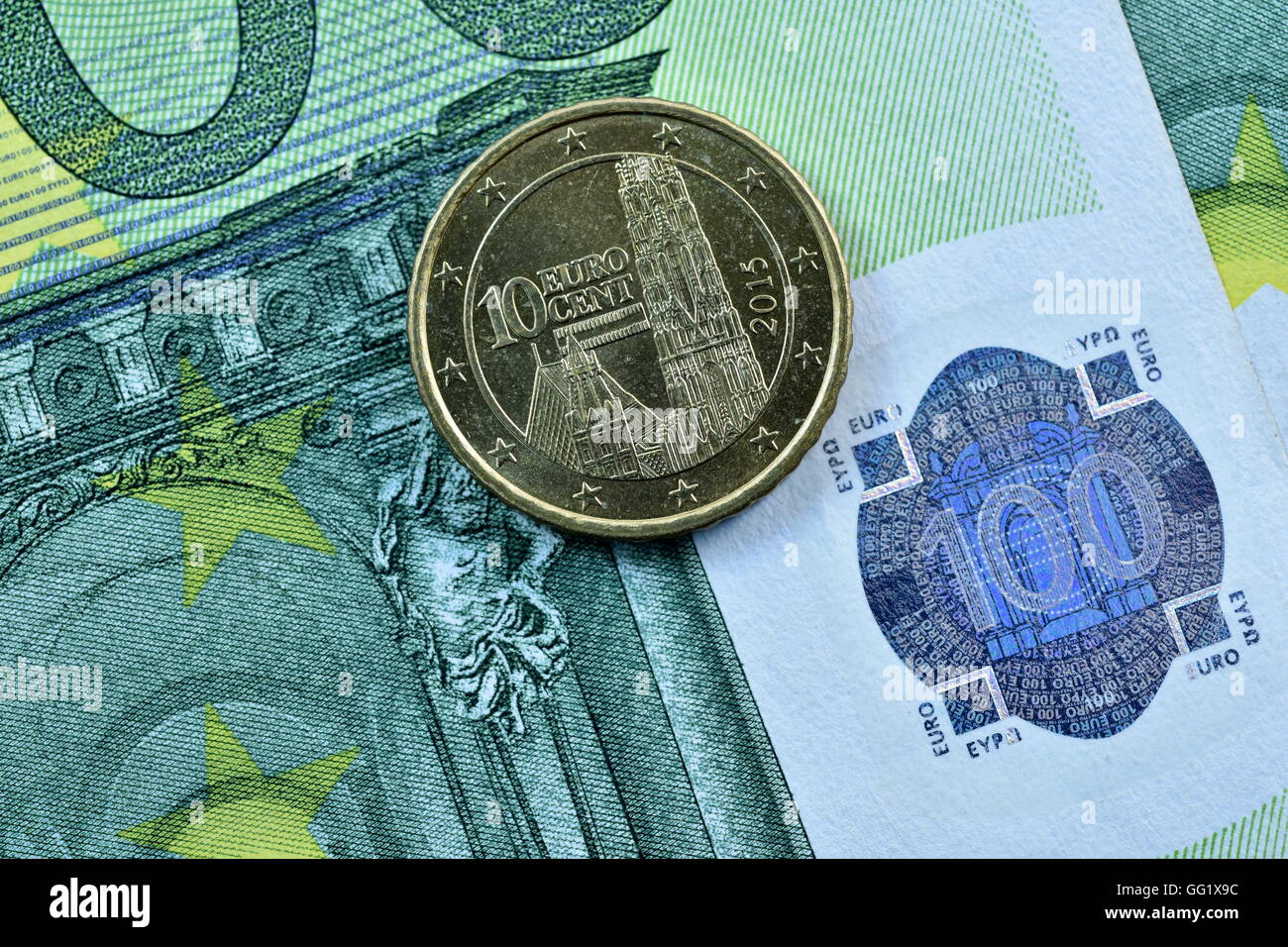 Different Close up EURO Bank note and currency Stock Photo - Alamy