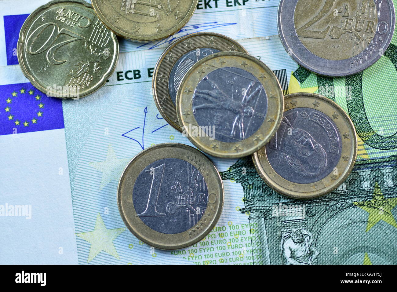 Different Close up EURO Bank note and currency Stock Photo - Alamy