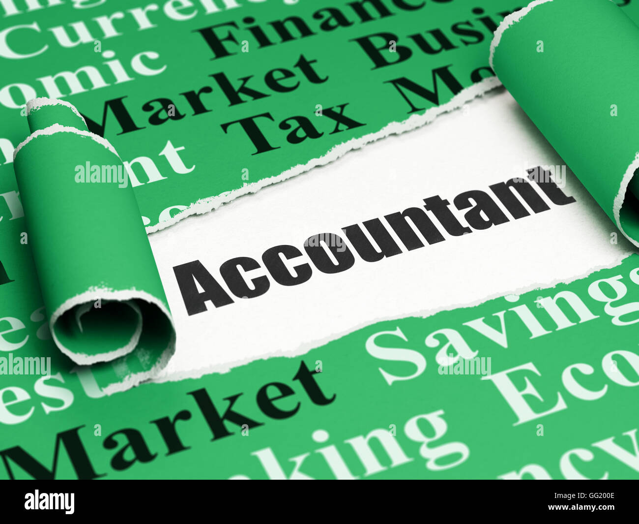 Banking concept: black text Accountant under the piece of torn paper ...