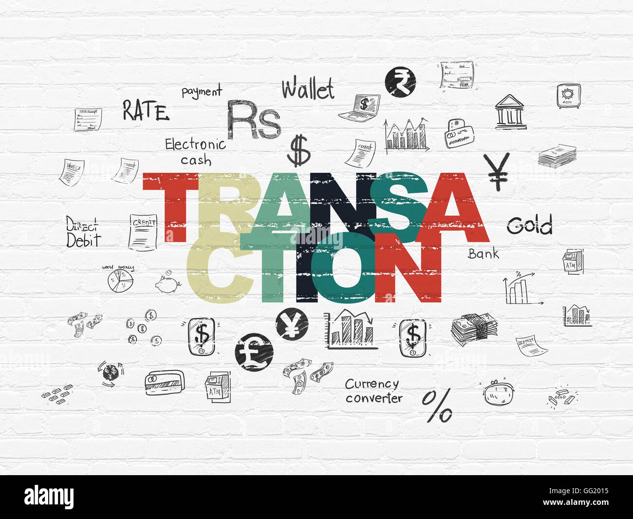 Banking concept: Transaction on wall background Stock Photo - Alamy