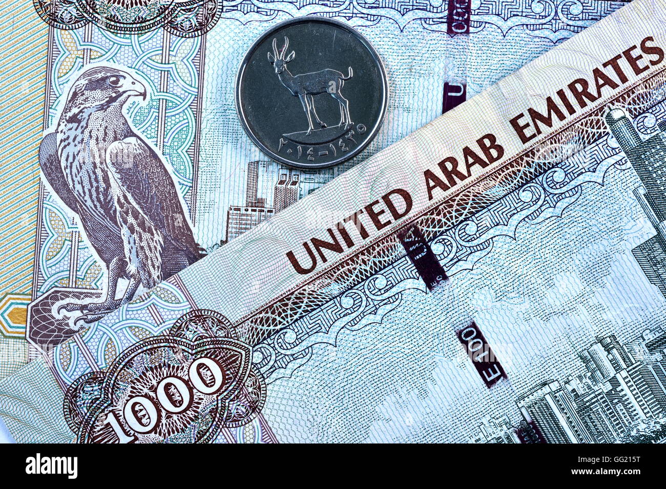 Close up Dirhams currency United Arab Emirates Stock Photo Alamy