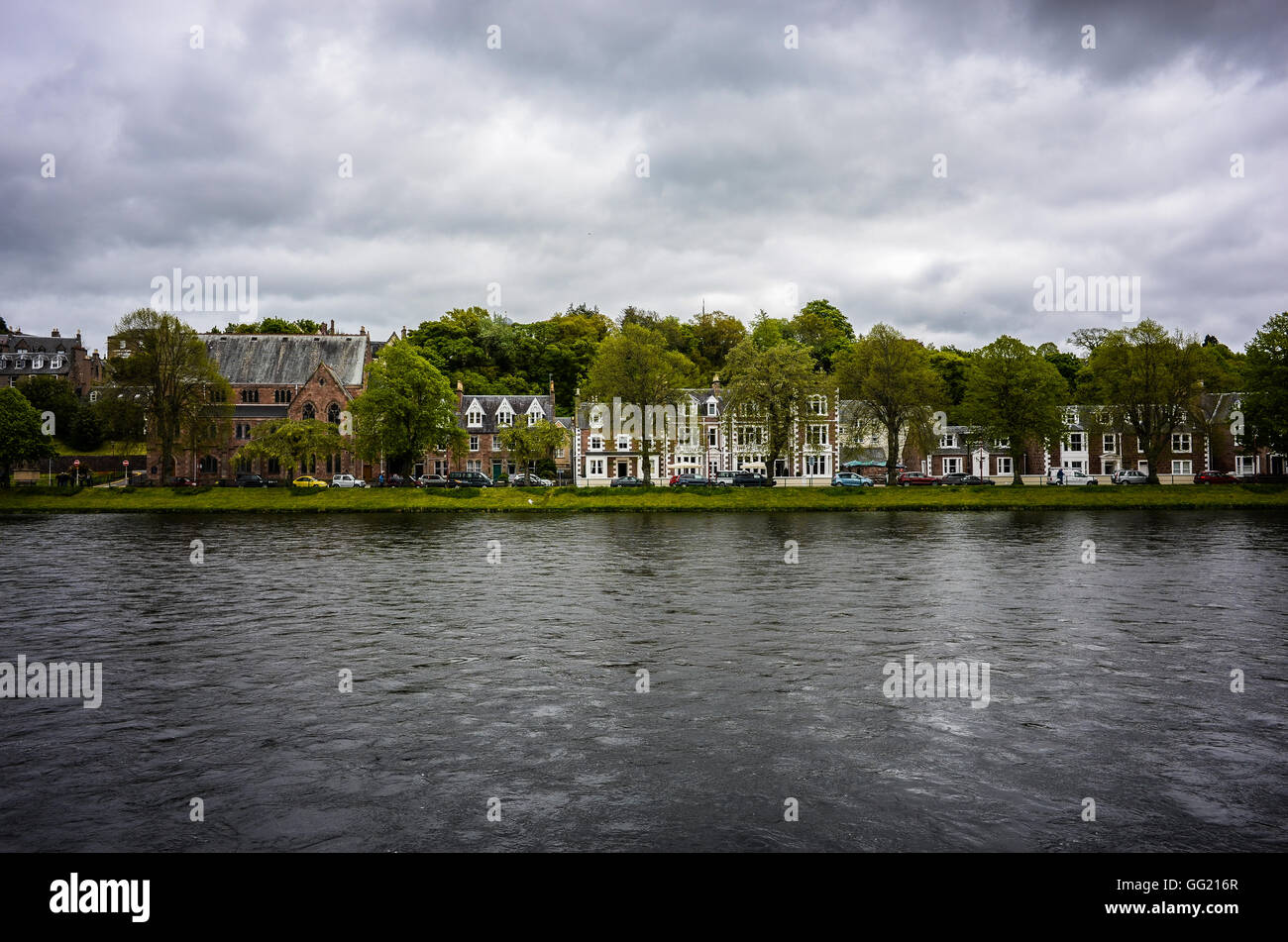 Looking east across the River Ness in Inverness, North Scotland. The ...