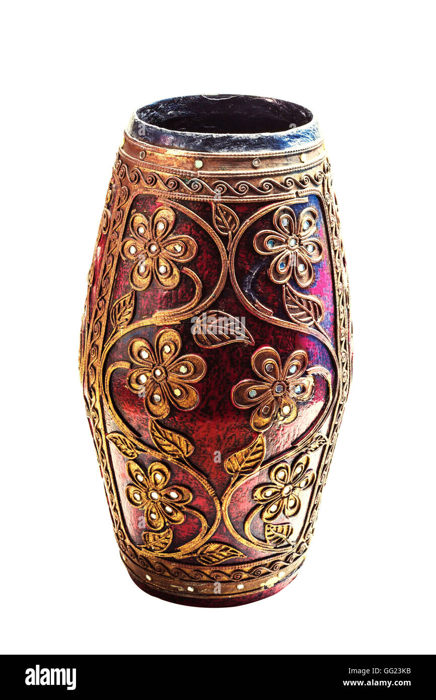 Old vase on white background Stock Photo - Alamy