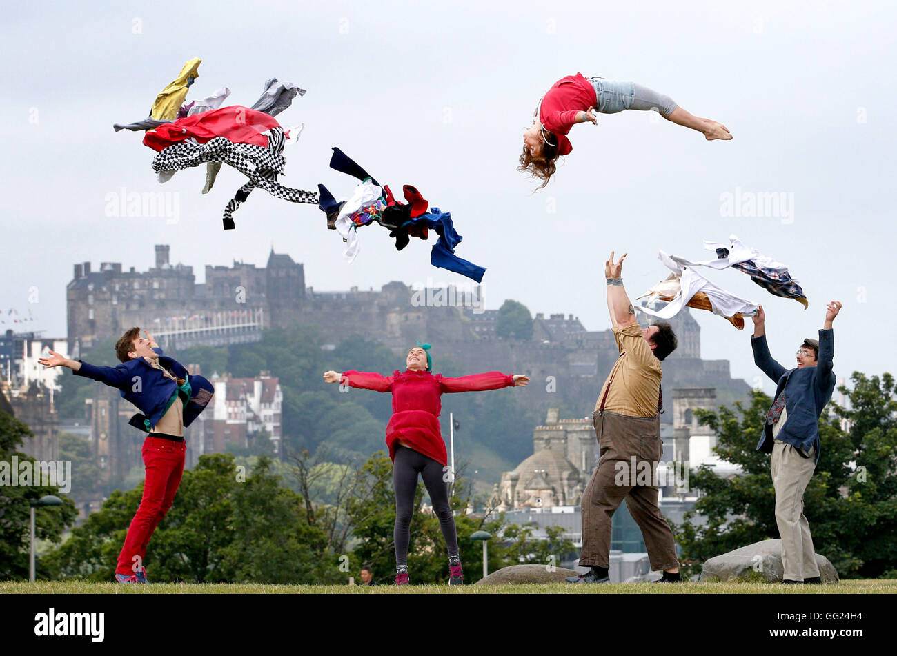 Roisin Morris is thrown in the air, along with a load of clothes, as ...