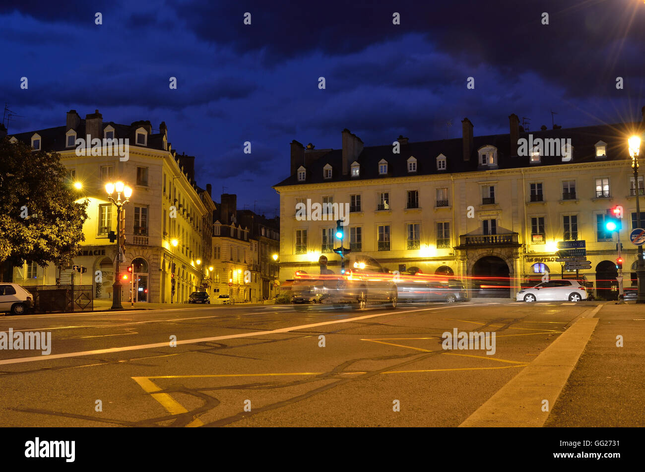 The town square of the French city Pau at the cloudy evening Stock ...