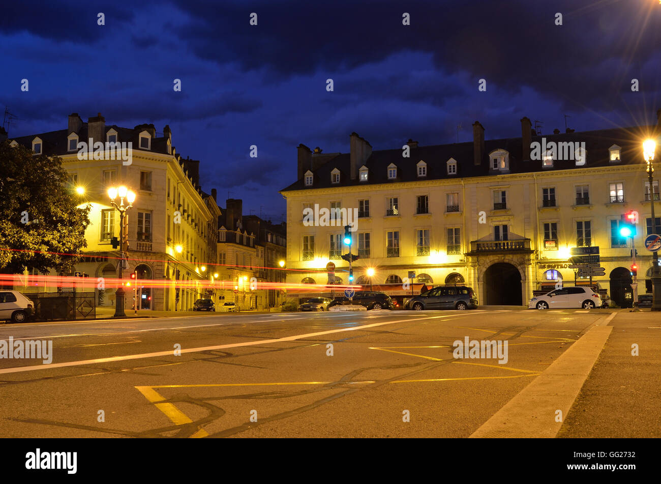 The town square of the French city Pau at the cloudy evening Stock ...