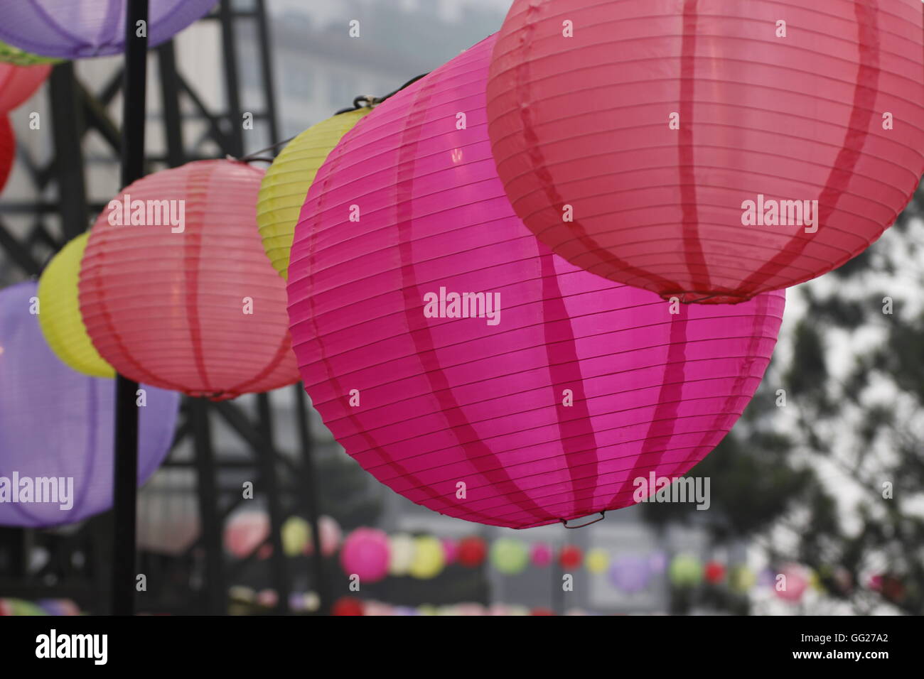 round colorful paper lanterns Stock Photo - Alamy