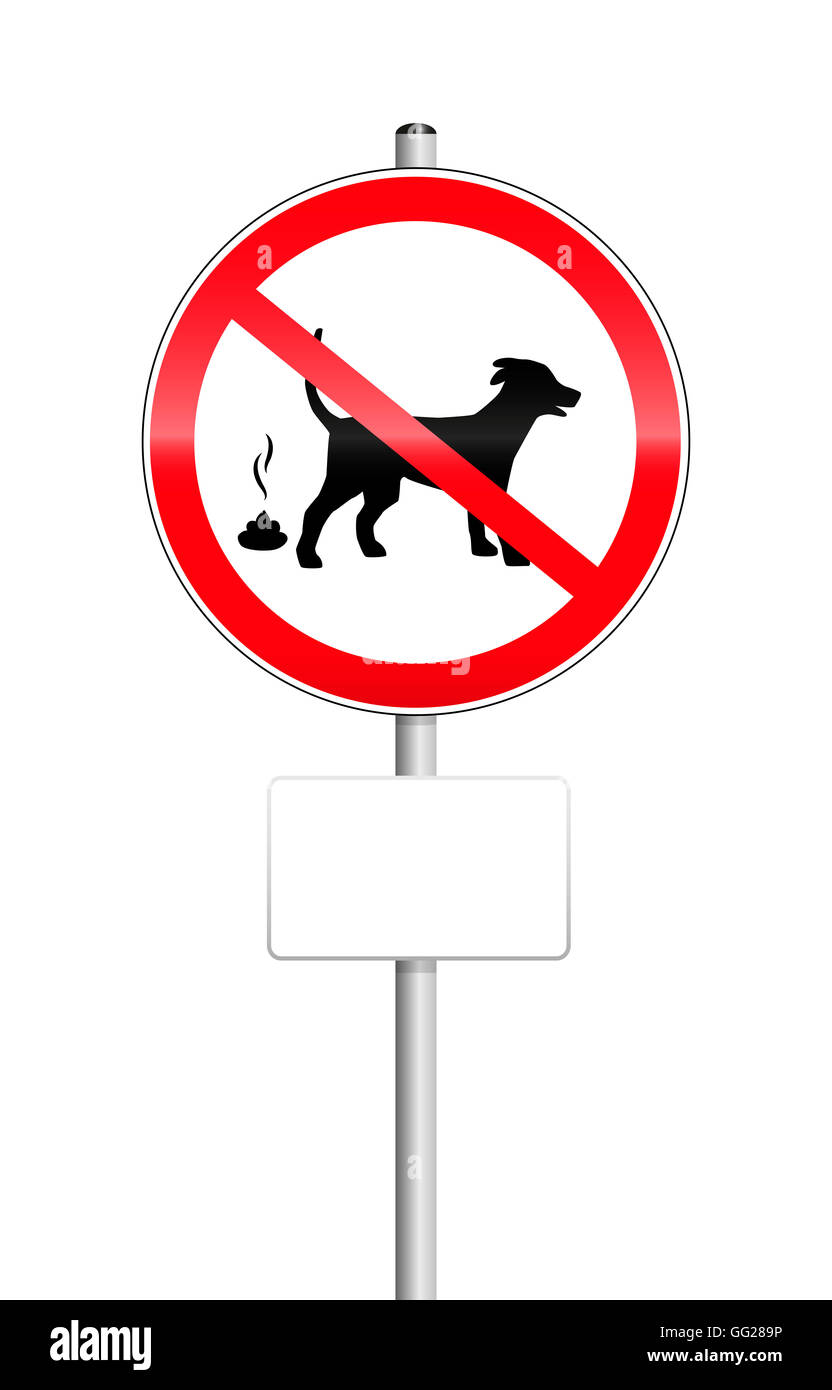 No dog pooping sign with blank place to be labeled Stock Photo - Alamy