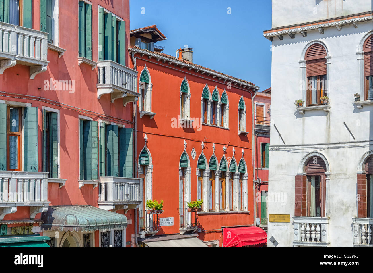 Colourful buildings on the street of Venice, Italy Stock Photo - Alamy