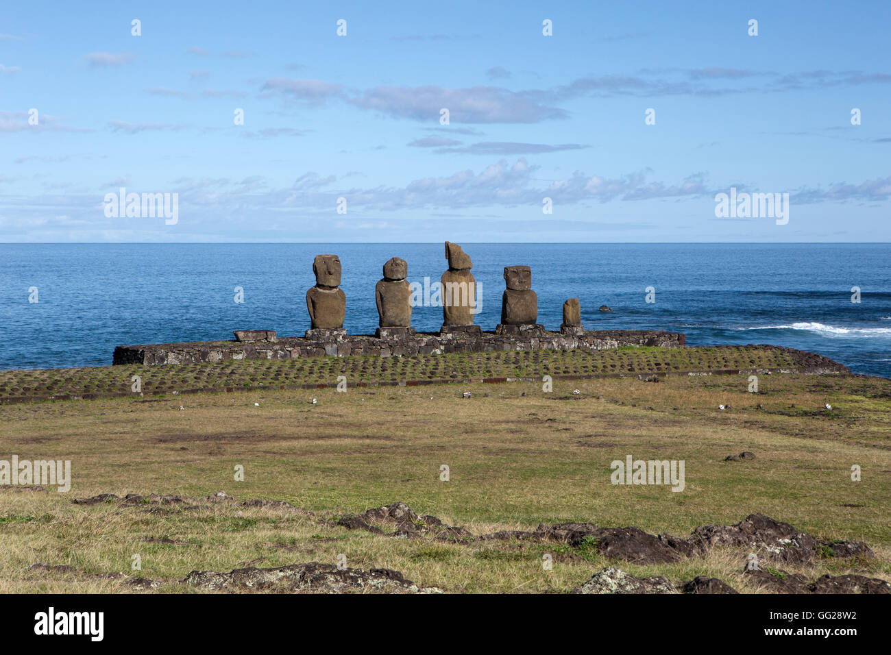 Moai Statues on Easter Island Stock Photo - Alamy