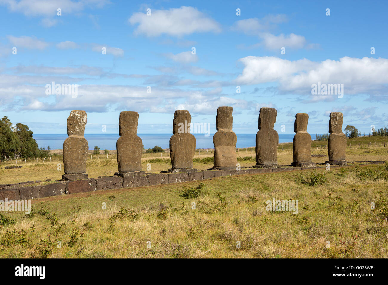 Moai Statues on Easter Island Stock Photo - Alamy