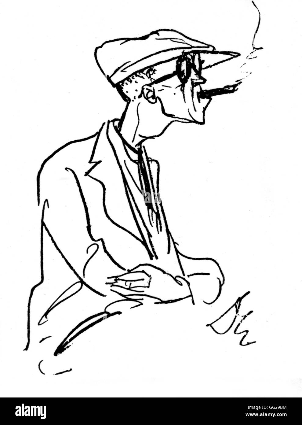 Caricature of Bertold Brecht (1898-1956) 20th century Germany Paris ...