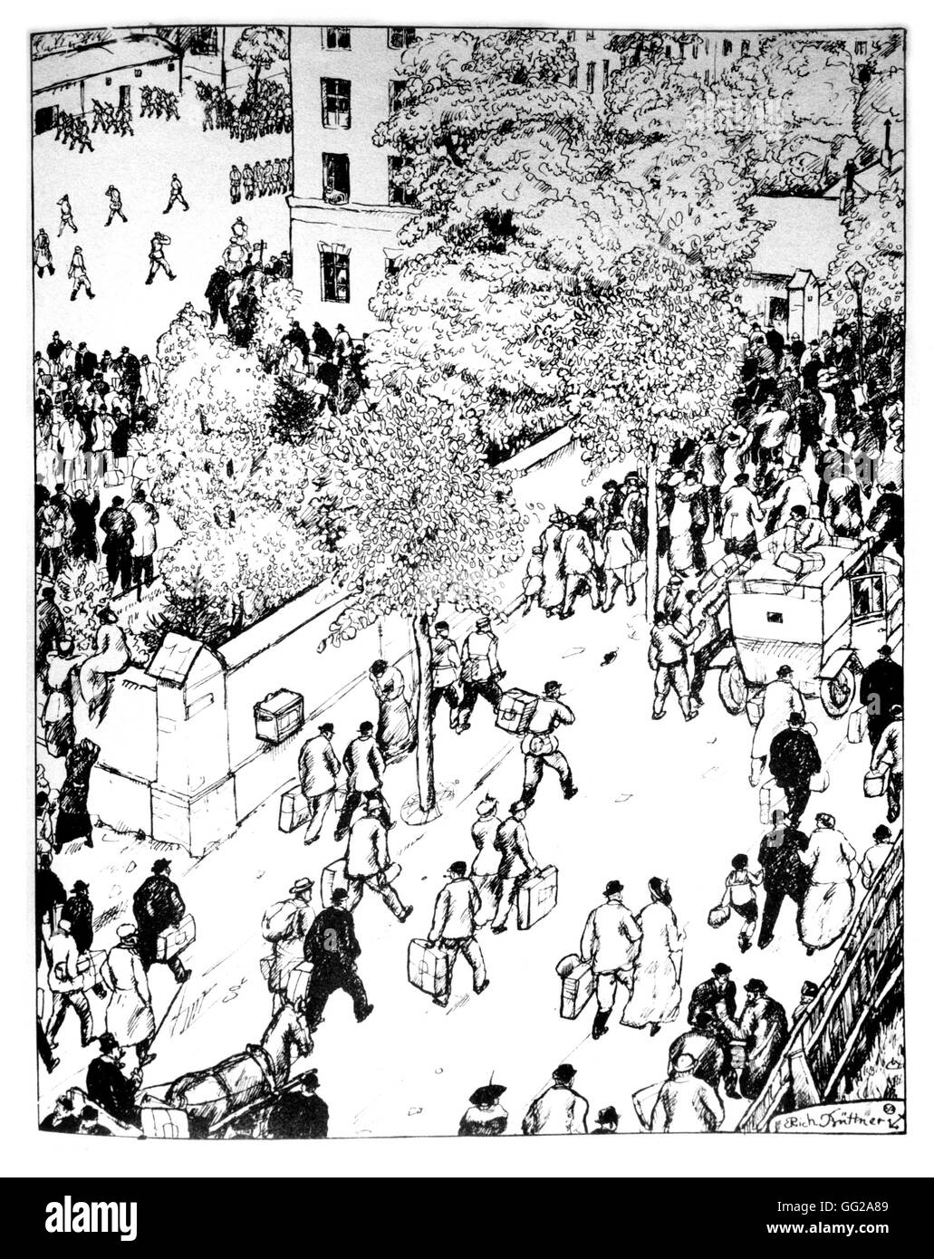 Drawing by Erich Büttner in 'Wreland' Mobilization 1915-1916 Germany ...